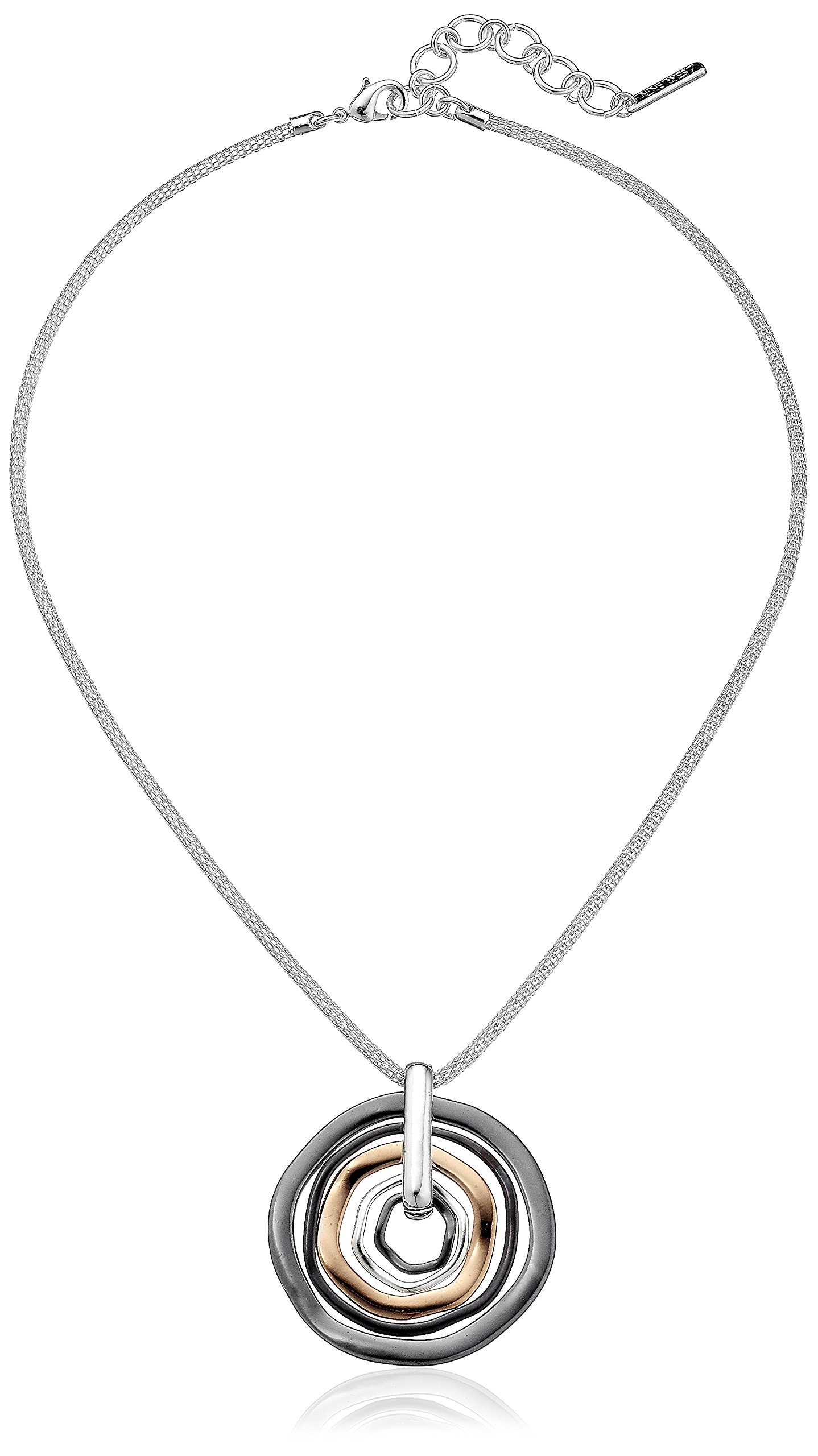 NINE WEST Classics Tri-Tone Orbital Pendant Necklace, 16" L + 2" extender