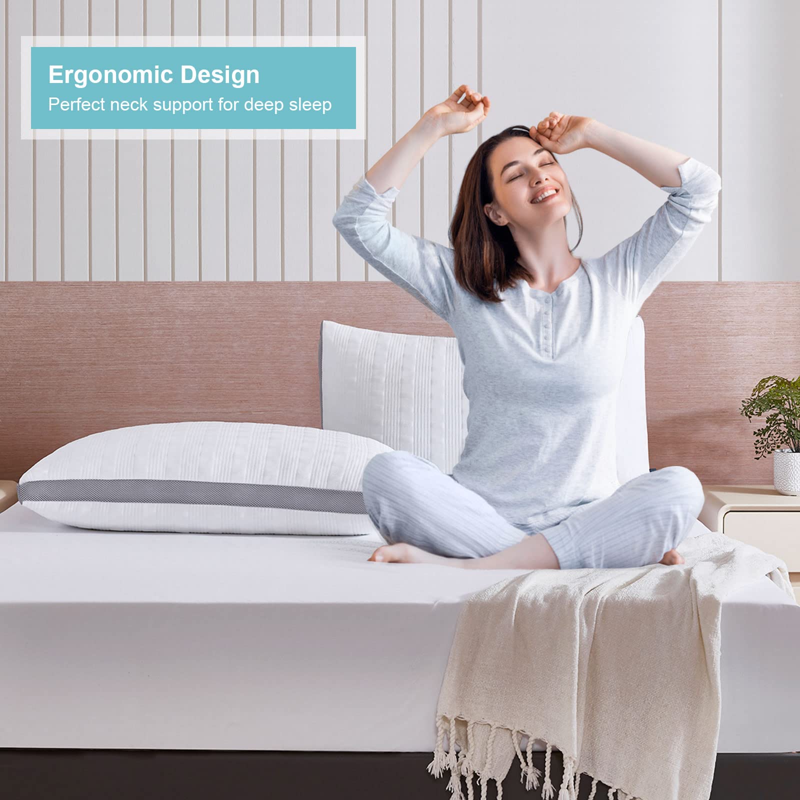 Meoflaw Cooling Pillows Body Size,Shredded Memory Foam Bed Pillows for Sleeping, Supportive Body Pillows for Back & Side Sleepers,Adjustable Pillows Body Size with Washable Removable Cover