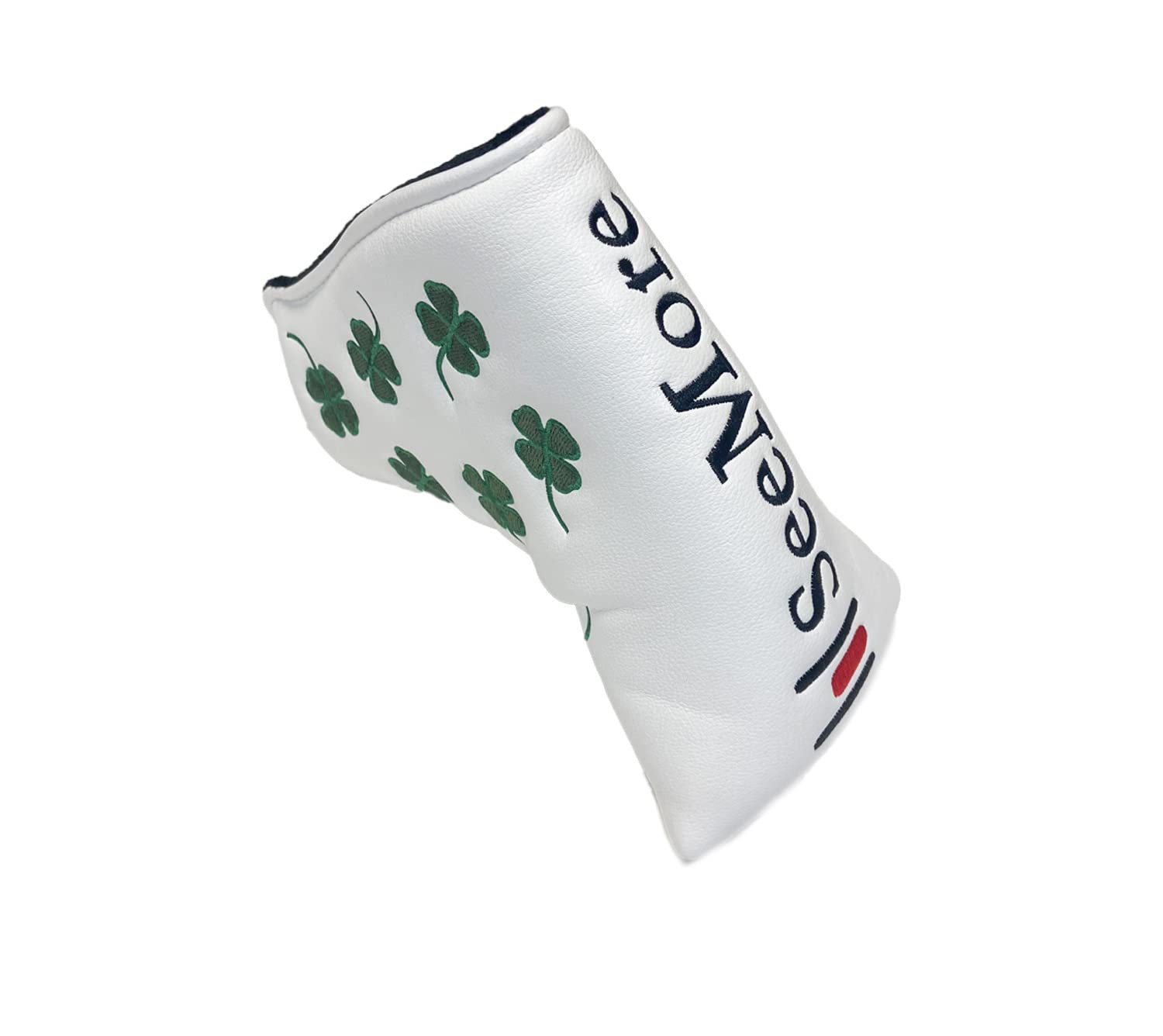 New SeeMore Four Leaf Clover White Magnetic Blade Putter Headcover