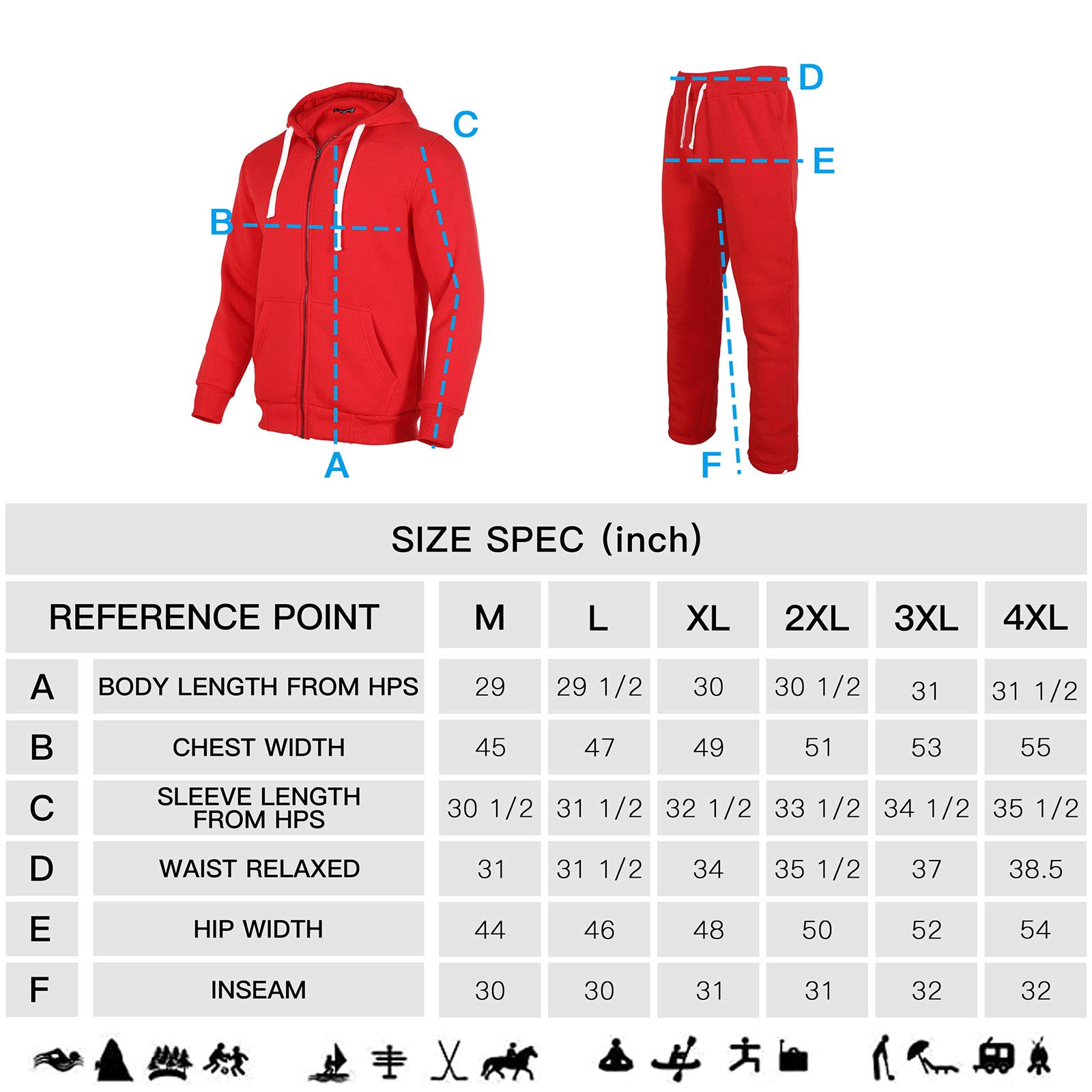 R RAMBLER 1985 Mens Sweatsuits 2 Piece Casual Athletic Long Sleeve Tracksuit Set Jogging Suit for Running,Exercise,Traning(Red,M)
