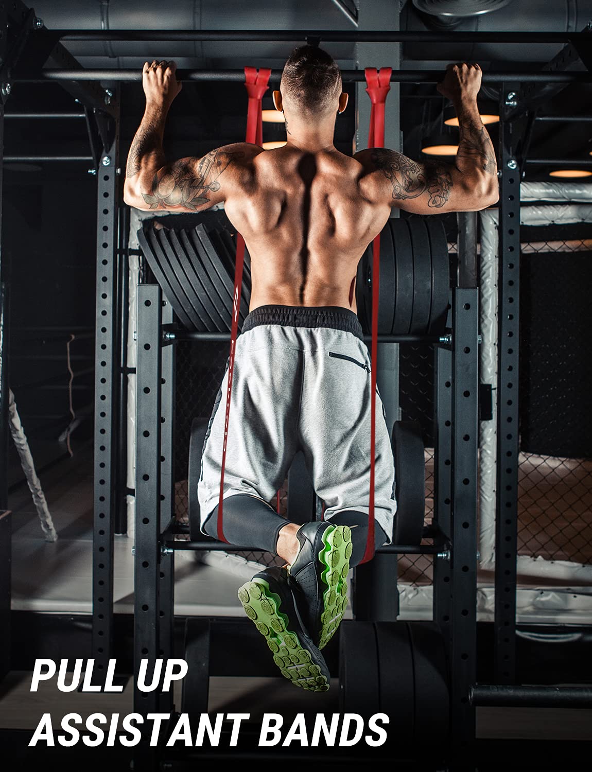 Pull Up Assistance Bands - Eackrola Resistance Bands Set of 6 Monster Heavy Duty Workout Exercise Stretch Fitness Bands for Body, Instruction Guide and Carry Bag Included