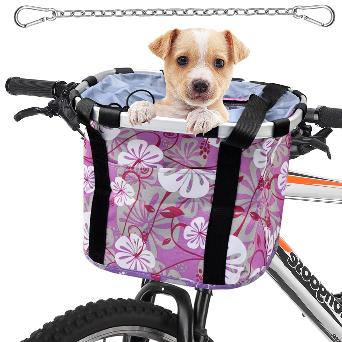 MATTISAM Bike Basket Front Handlebar, Quick Release Bicycle Basket Multi-Purpose Detachable Folding Small Pet Carrier Easy Install Bike Basket for Commuting Shopping Camping