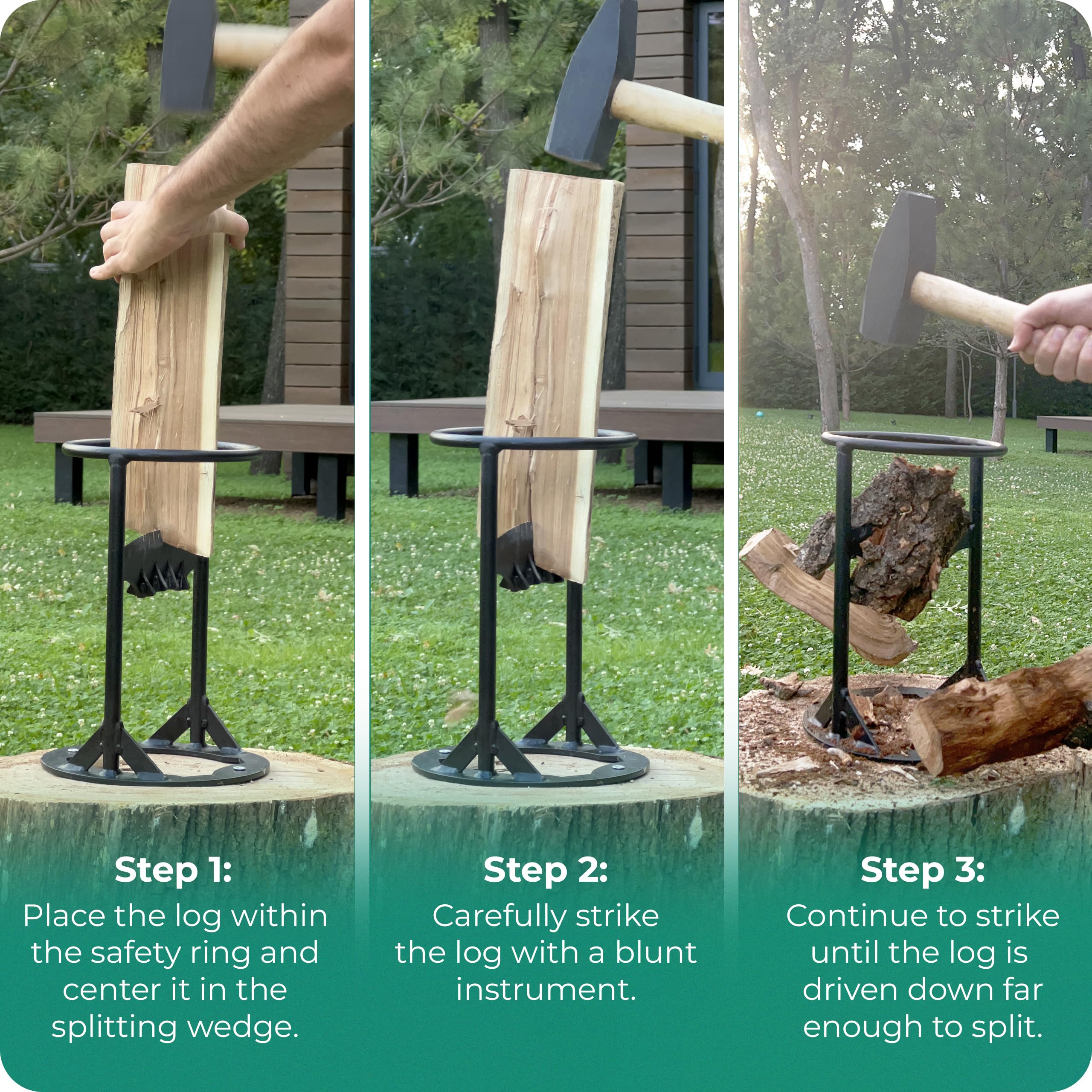 WEETOR Wood Splitter Tool - High-Carbon Steel Kindling Splitter for Wood - Lightweight & Portable Log Splitting Wedge for Camping, Fireplace, Cooking & More - Secure & Convenient Firewood Splitter