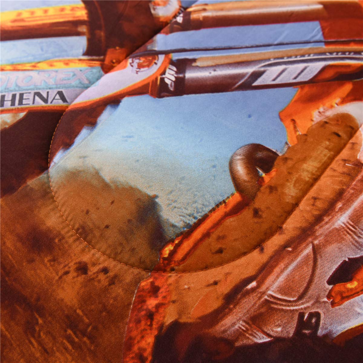 NTBED Extreme Sport Comforter Set Full Motorcycle Off-Road Printed Reversible Quilt Motocross Dirt Bike Teens Boys Bedding Sets (Blue, Full)
