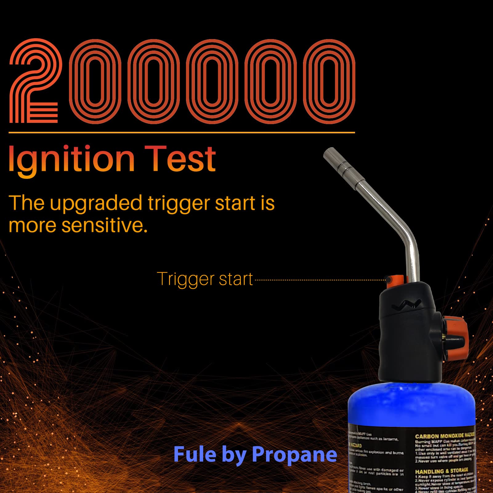 Propane Torch Head, Trigger Start Propane Gas Torch Kit with Self Ignition & Adjustable Knob, Pencil Flame Welding Torch Fuel by Propane Gas(CSA Certified)