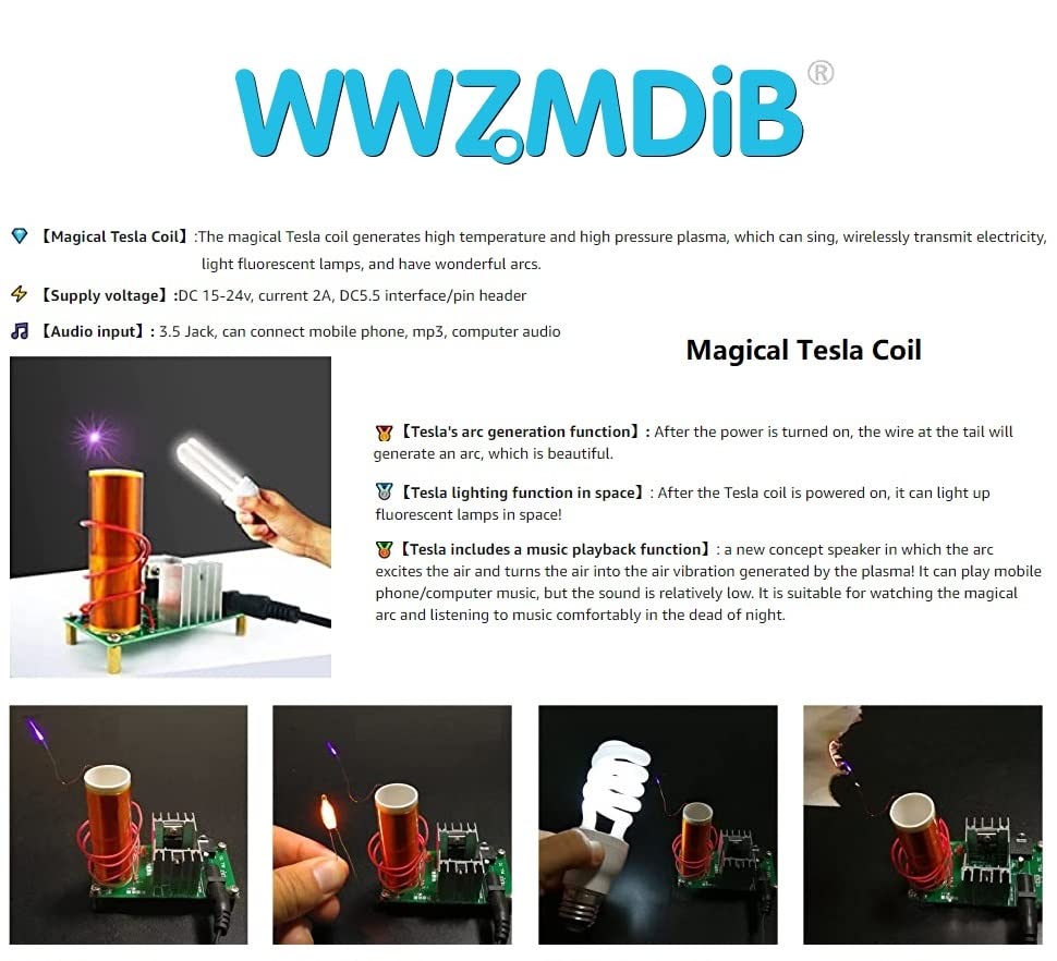 WWZMDiB-DIY Learning Kit (Fun DIY Soldering Kit, Magical Tesla Coil)