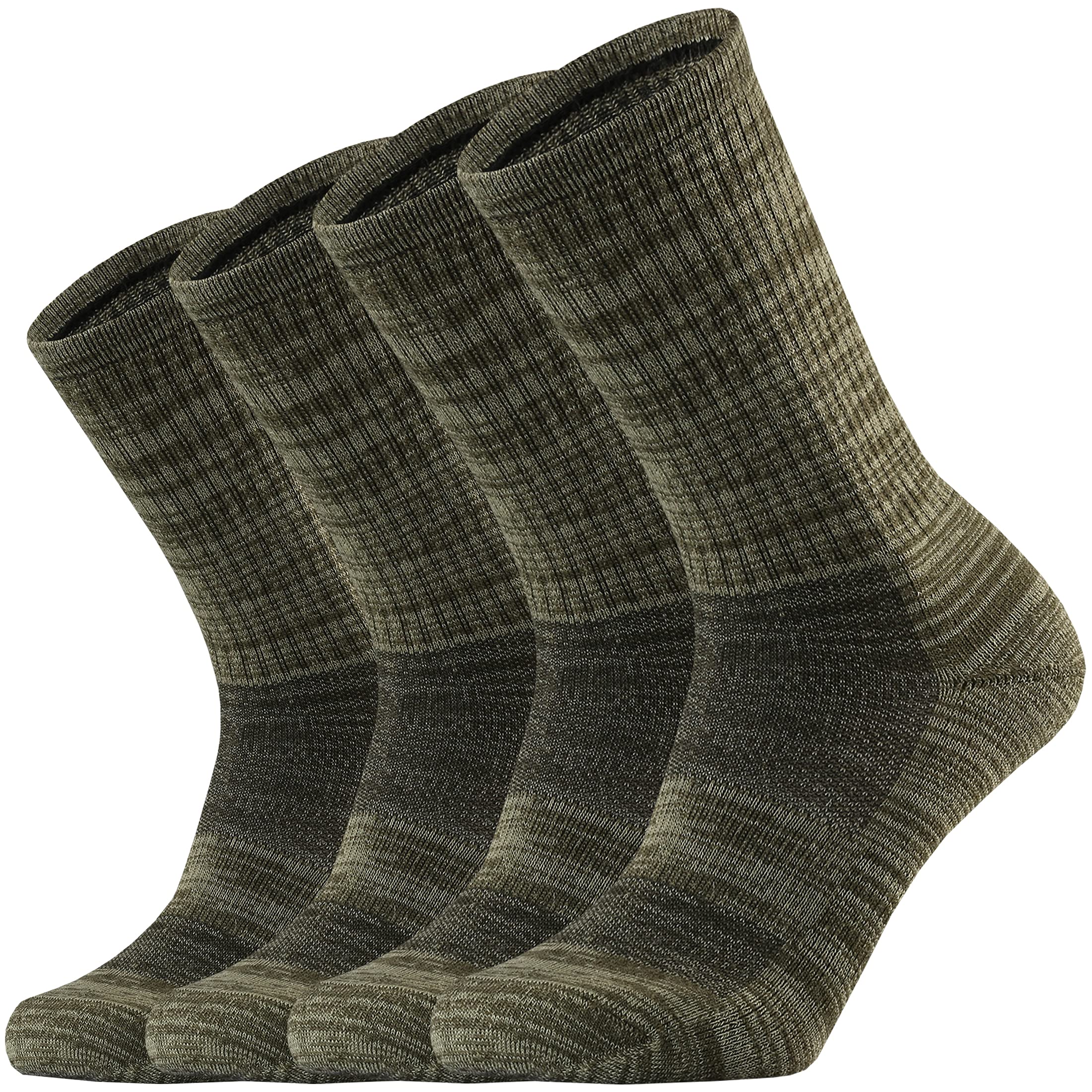 Ortis Men's Merino Wool Cushion Crew Socks with Moisture Wicking Control Light Weight Breathable for Outdoor Hiking Cycling(Green L)