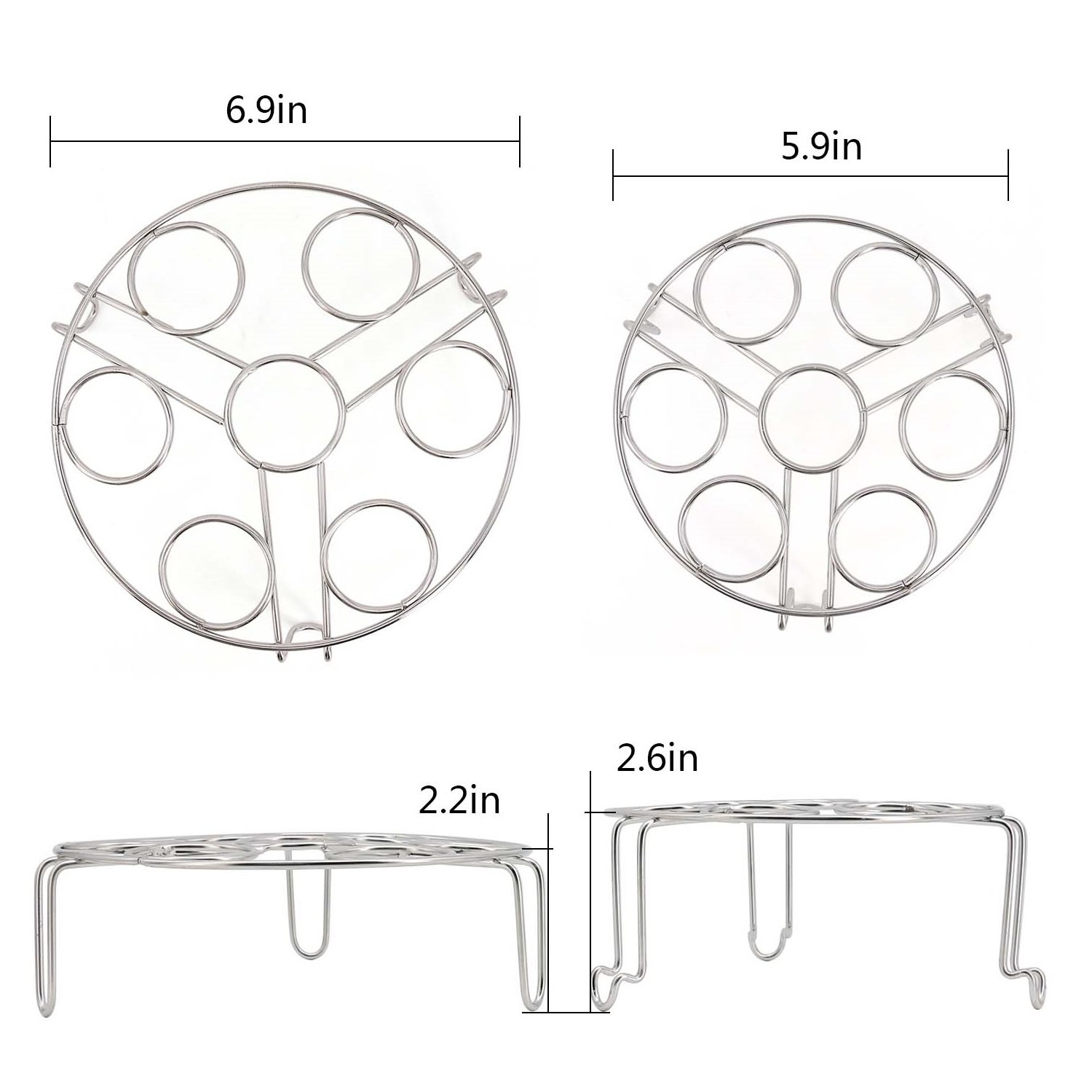 Stainless Steel Egg Steamer Rack for Instant Pot, Pressure Cooker, Boiling Pot. Stackable Steamer Trays 2 Pack Combo for Eggs and Food. Food Stainless Steamer Rack for Pot
