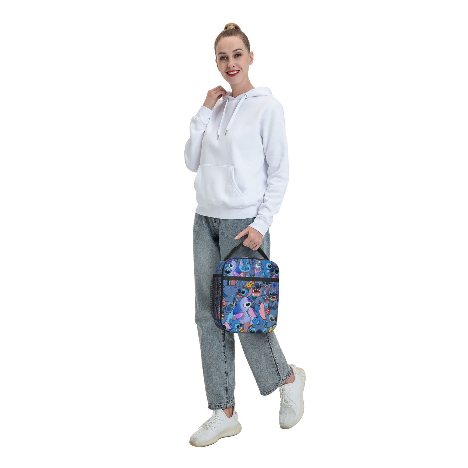 TRPSR 3D Cartoon Anime Lunch Bag Large insulated lunch box with adjustable shoulder straps suitable for women and men's office work food handbags