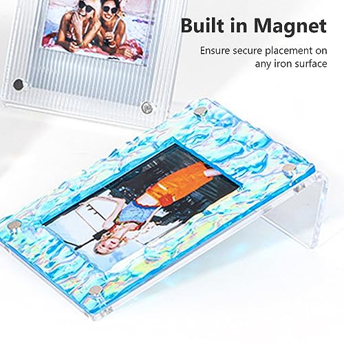 Picture Frame, Easy Cleaning Clear Table Top Photo Frame Acrylic Robust for Cards (Dazzling Color (Stone Head Pattern))
