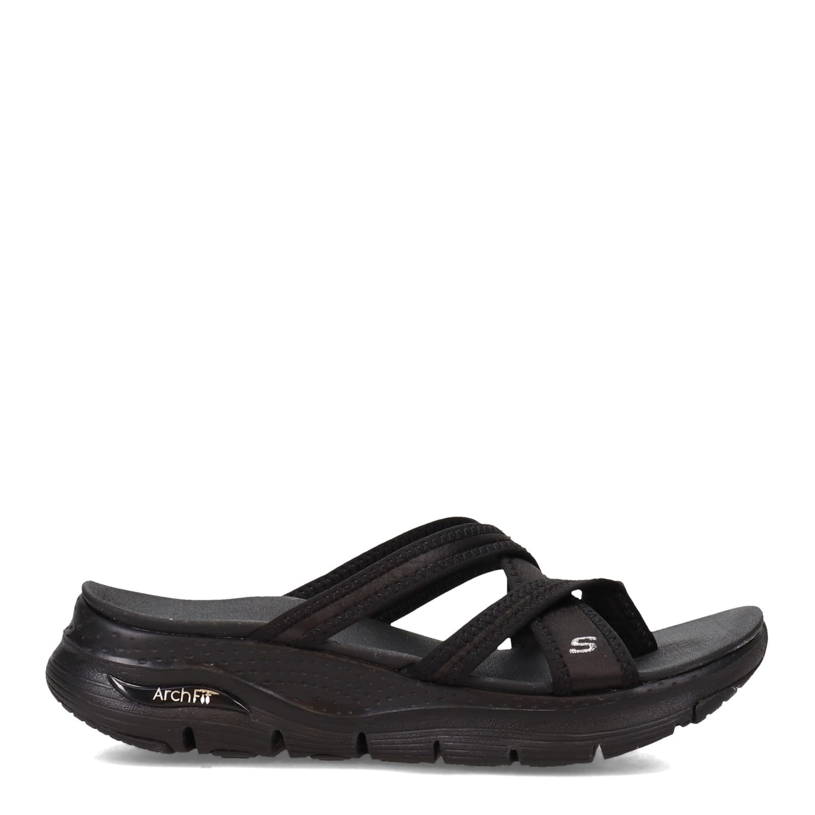 Skechers Women's Arch FIT-New Start Sport Sandal, Black/Black, 7
