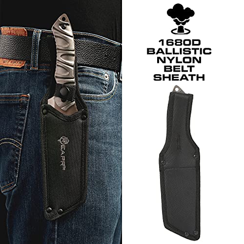 Reapr 11012 JAMR Knife with Sheath, 11-Inch Overall Length, Cleaver Knife, Tactical Fixed Blade Knife with Tanto Blade, Drop Point Knife, Stainless Steel Knife, Silver