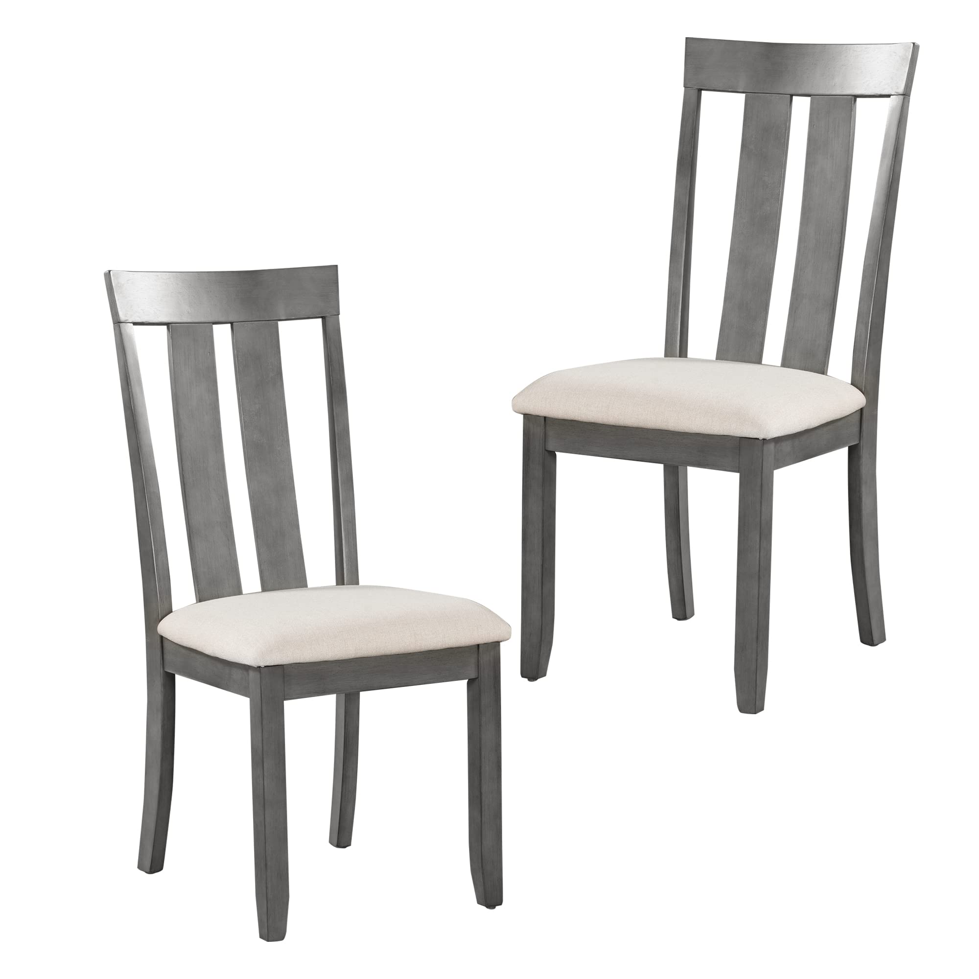 Merax Dining Chairs, Soft Fabric Dining Chairs Set of 4, Dining Room Chairs with Seat Cushions and Curved Back (Gray, Set of 4)