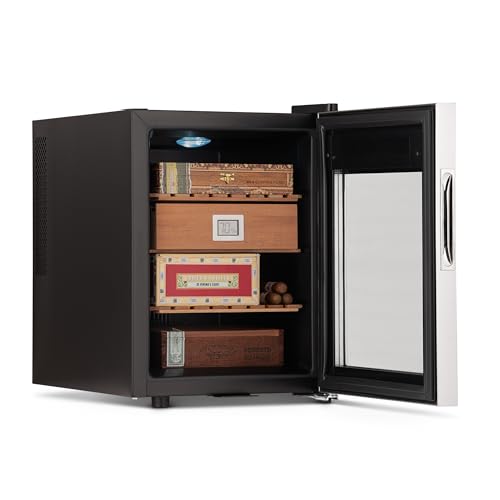 NewAir Electric Cigar Humidor Wineador | 250 Count | Stainless Steel Cooler with Opti-Temp Heating, Cooling Function 54-74F, and Spanish Cedar Shelves NCH250SS01