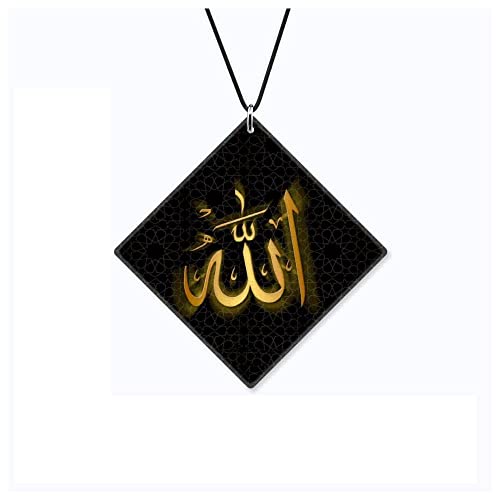 TCOIGLOBAL Gifts Acrylic Islamic Car Hanging Accessories Allah Printed Printed for Good Luck Interior Decoration