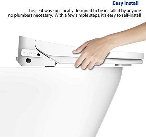 VOVO VB-6100SR Electric Smart Bidet Toilet Seat with Dryer, Heated Toilet Seat, Warm Water, LED Nightlight, Self Cleaning Nozzle - White, Round