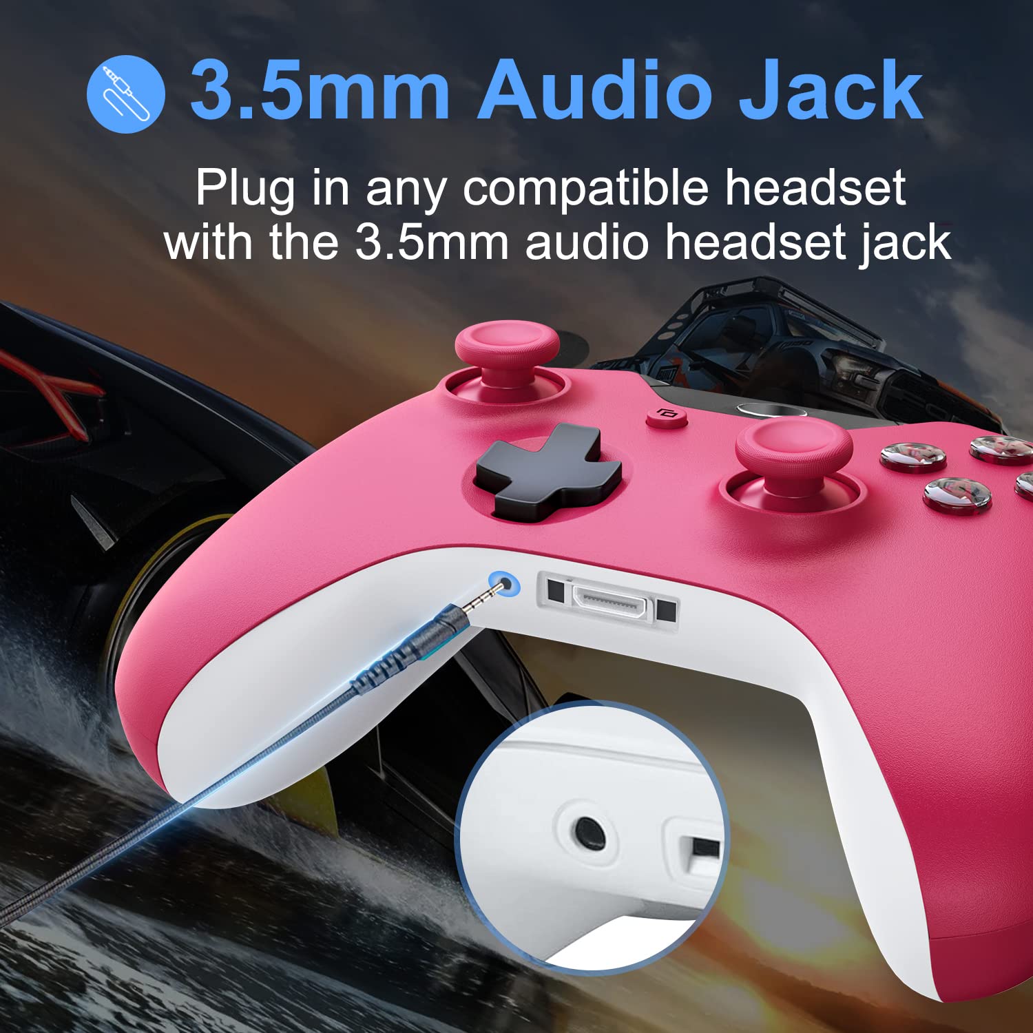 usergaing Neon Pink Controller Replacement for Xbox One,Xbox Series X/S,Xbox One X/S,Windows 10 PCs,Wireless Gamepads with 3.5mm Headphone Jack