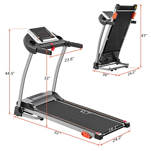 Merax Folding Treadmill 2.5HP Foldable Home Fitness Equipment with LCD for Walking & Running Treadmill with Incline 7.5MPH Treadmills for Home Cardio Exercise Machine