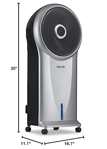 Newair Evaporative Air Cooler and Portable Cooling Fan in Silver, Honeycomb Pad Cooling, 470 CFM, 1.45 Gallon Removable Water Tank, Remote Control and Timer, Cost Saving Cooling for Dry Climates