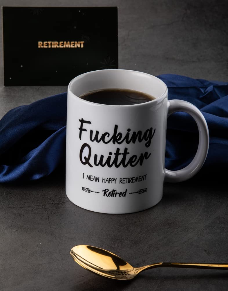 PUGED Unique Retirement Gift for Men Gifted Package Set 11 oz Coffee Mug and 18 oz Stemless Wine Glass Funny Male Retired Idea Goodbye Gift for Coworkers Office, Grandpa, Dad and Husband