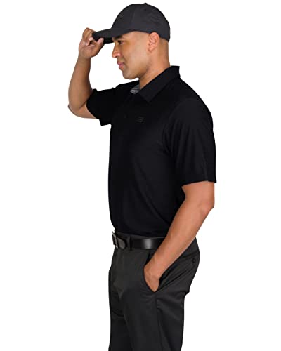 Three Sixty Six Golf Shirts for Men - Dry Fit Short-Sleeve Polo, Athletic Casual Collared T-Shirt Pure Black
