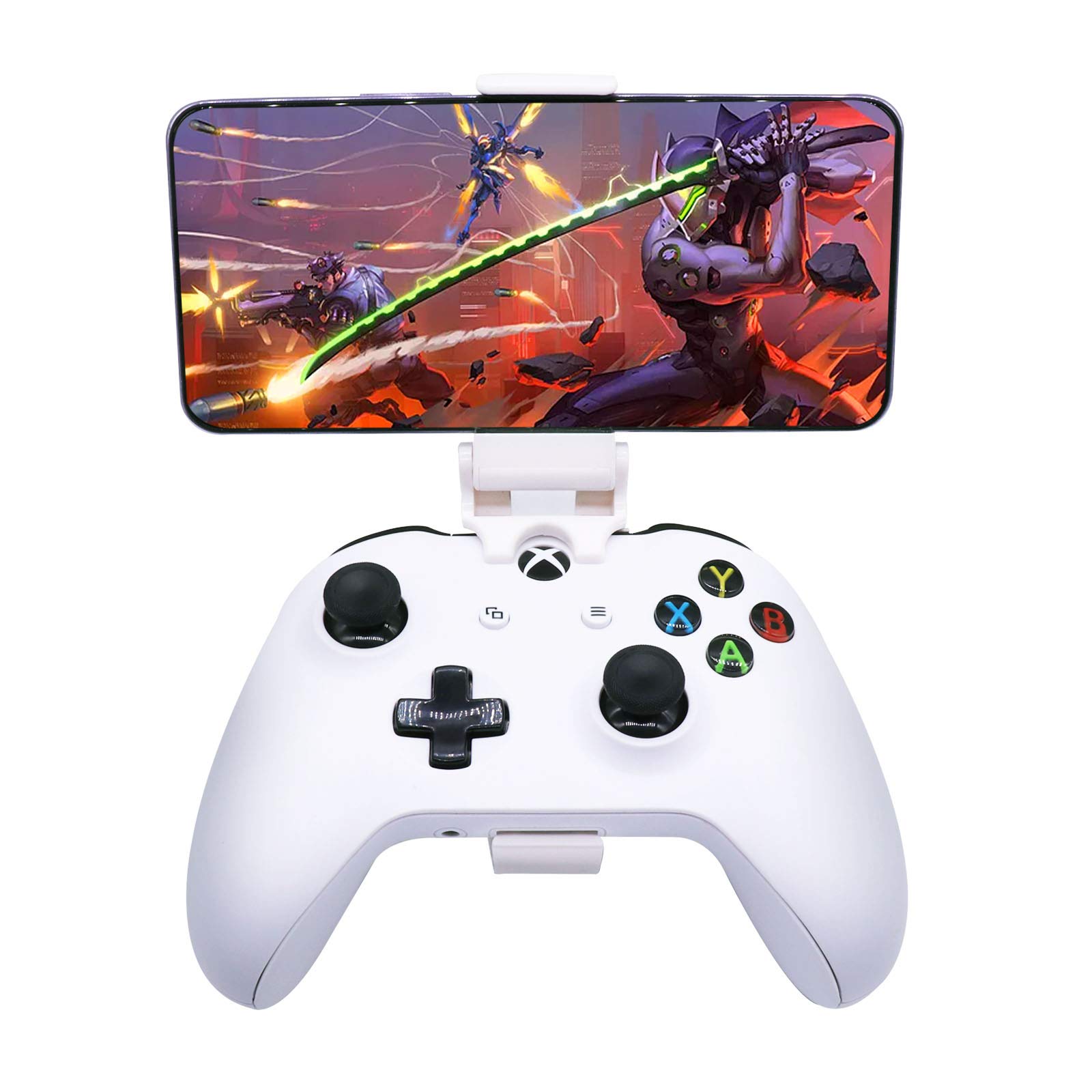 RALAN 2 Pack Foldable Mobile Phone Holder for Game Controller, Phone Clip Holder Game Clamp Mount Clamp for Xbox, Android, Cellphone Clamps Compatible with Xbox One/S (Black & White)