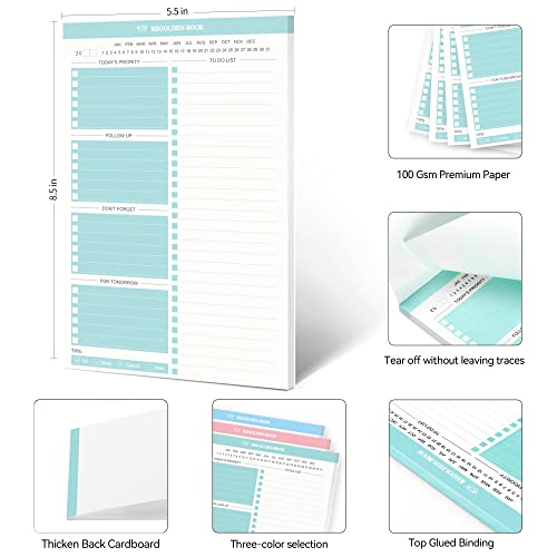 Regolden-Book To Do List Notepad - Daily Planner Notepad Undated, To Do List Planning Pad for Work, Checklist Note Pad for Personal Organized, 52 Sheets, Teacher/Men/Women, Teal (8.5"x5.5")