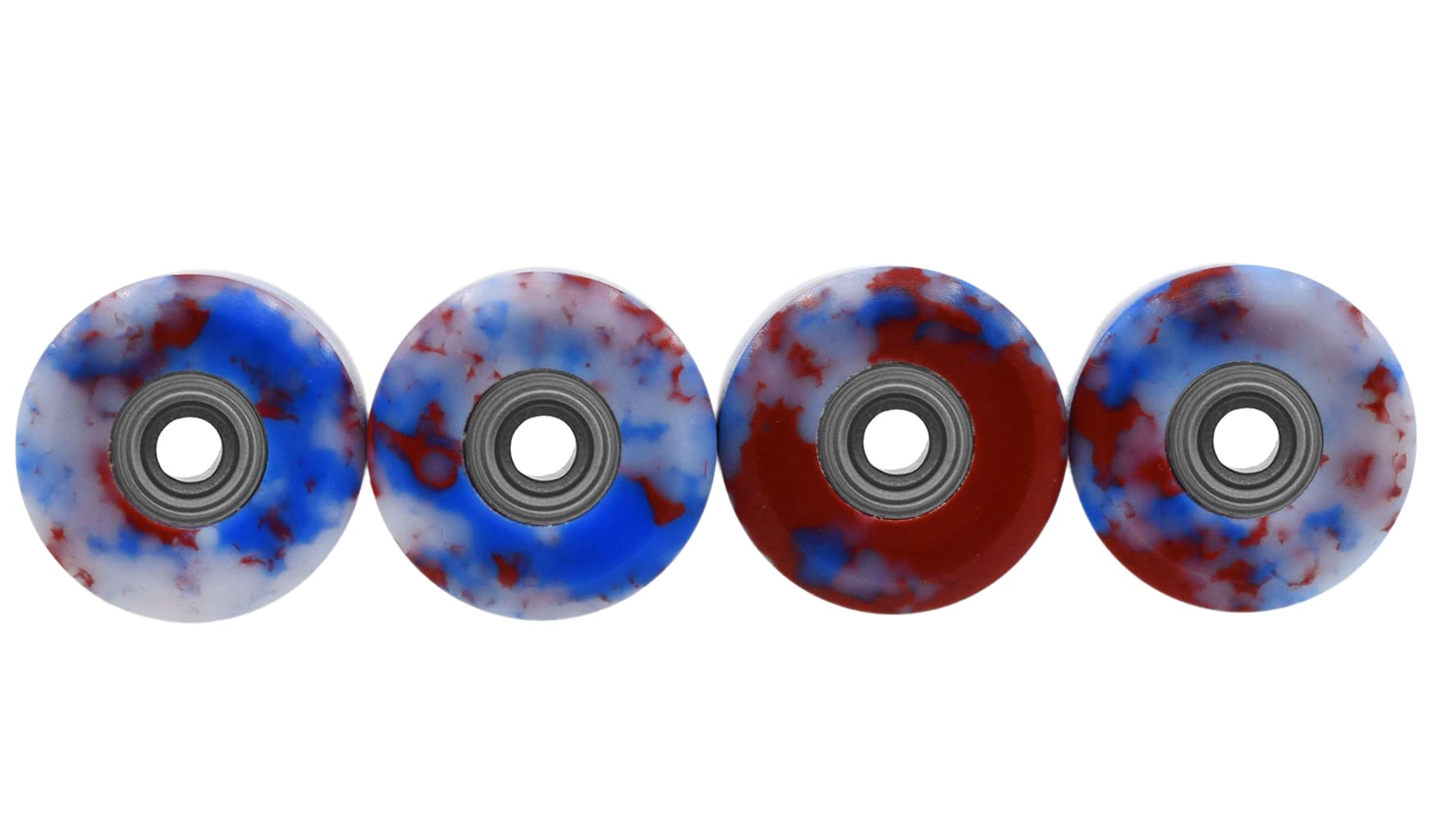 Teak Tuning Apex All Terrain Polymer (ATP) Digital Swirls Fingerboard Wheels - New Street Shape, 65D - 7.7mm Diameter - ABEC-9 Stealth Bearings - Firecracker Swirl Colorway