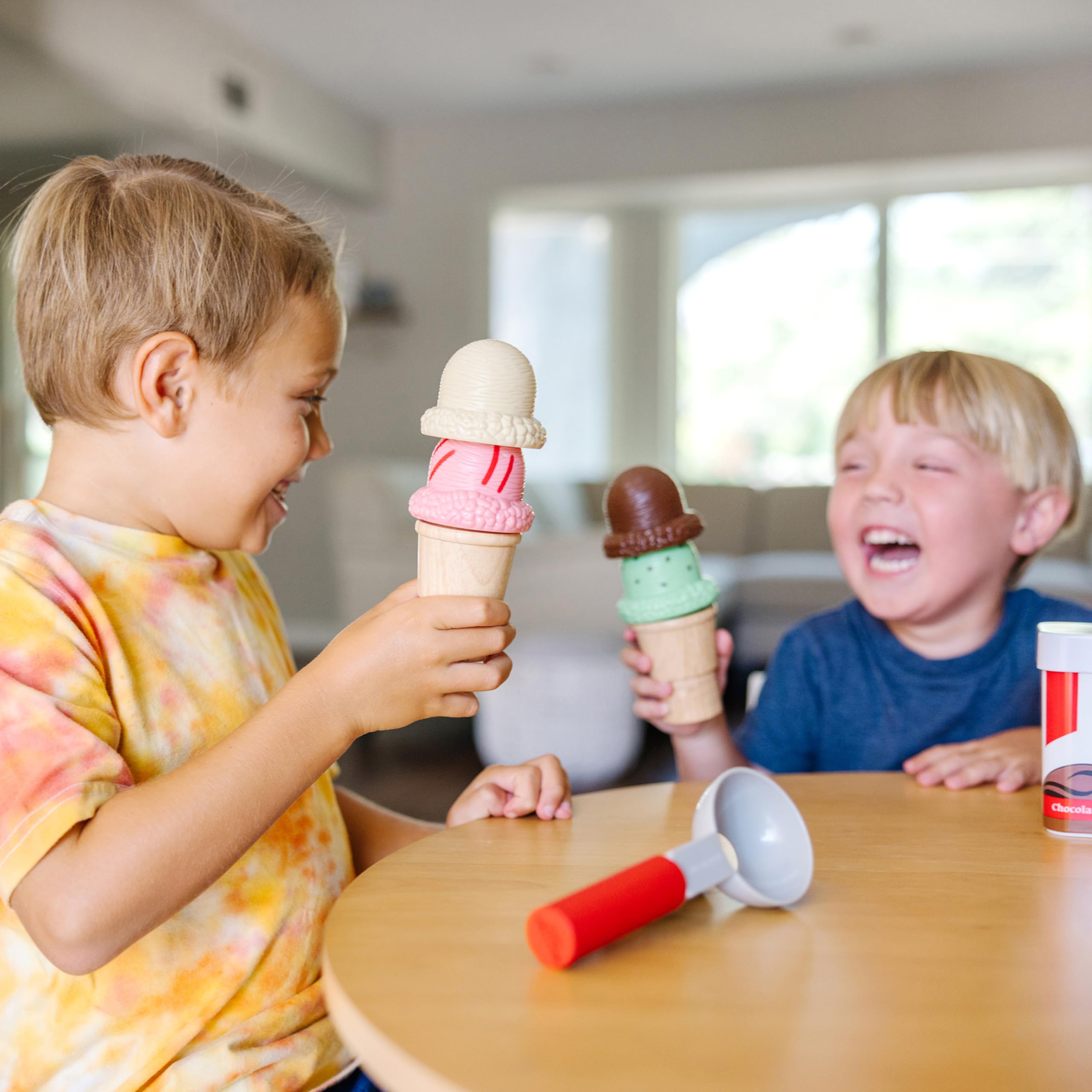 Melissa & Doug Scoop and Stack Ice Cream Cone Magnetic Play Set, Multicolor - Pretend Food, Ice Cream Toy For Toddlers And Kids Ages 3+.