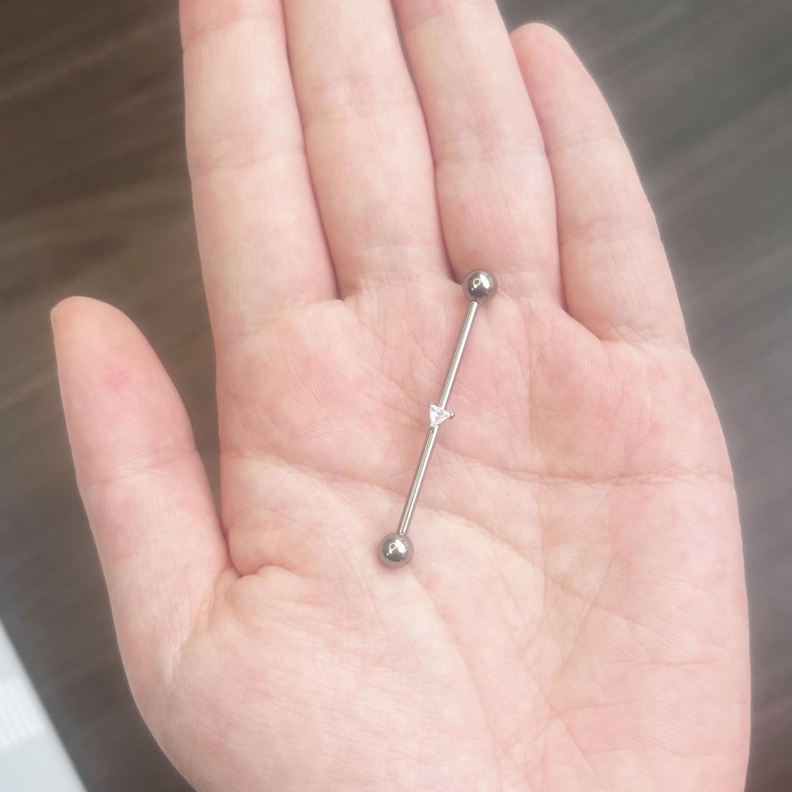 NewkeepsR Implant Grade23 Titanium Internal Thread 1.6mm(14g) Thickness, 38mm(1&1/2'') Bar Length 3 White Opal Stones Ear Industrial Barbell
