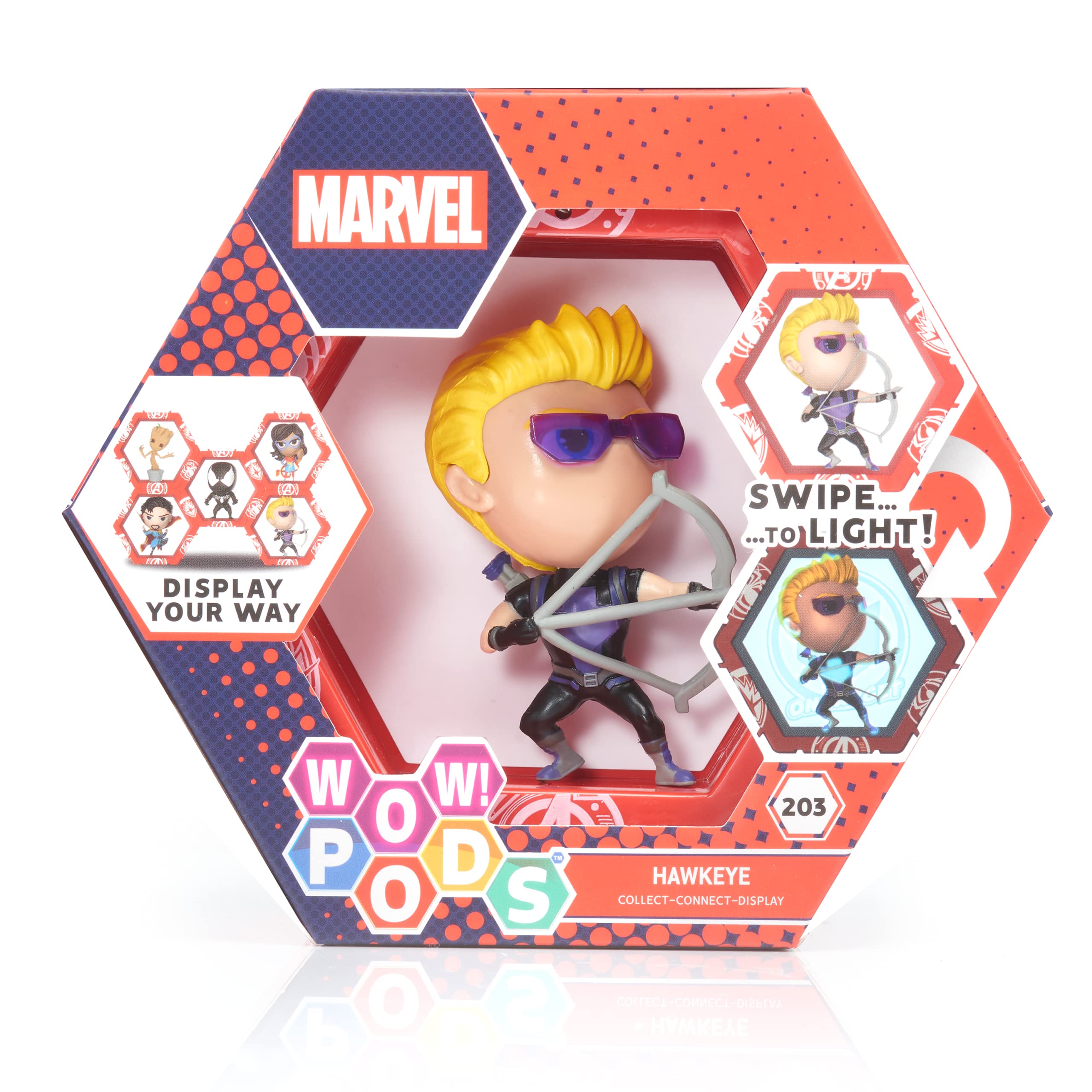 WOW! PODS Avengers Collection - Hawkeye | Superhero Light-Up Bobble-Head Figure | Official Marvel Collectable Toys & Gifts | Number 203 in Series, Black
