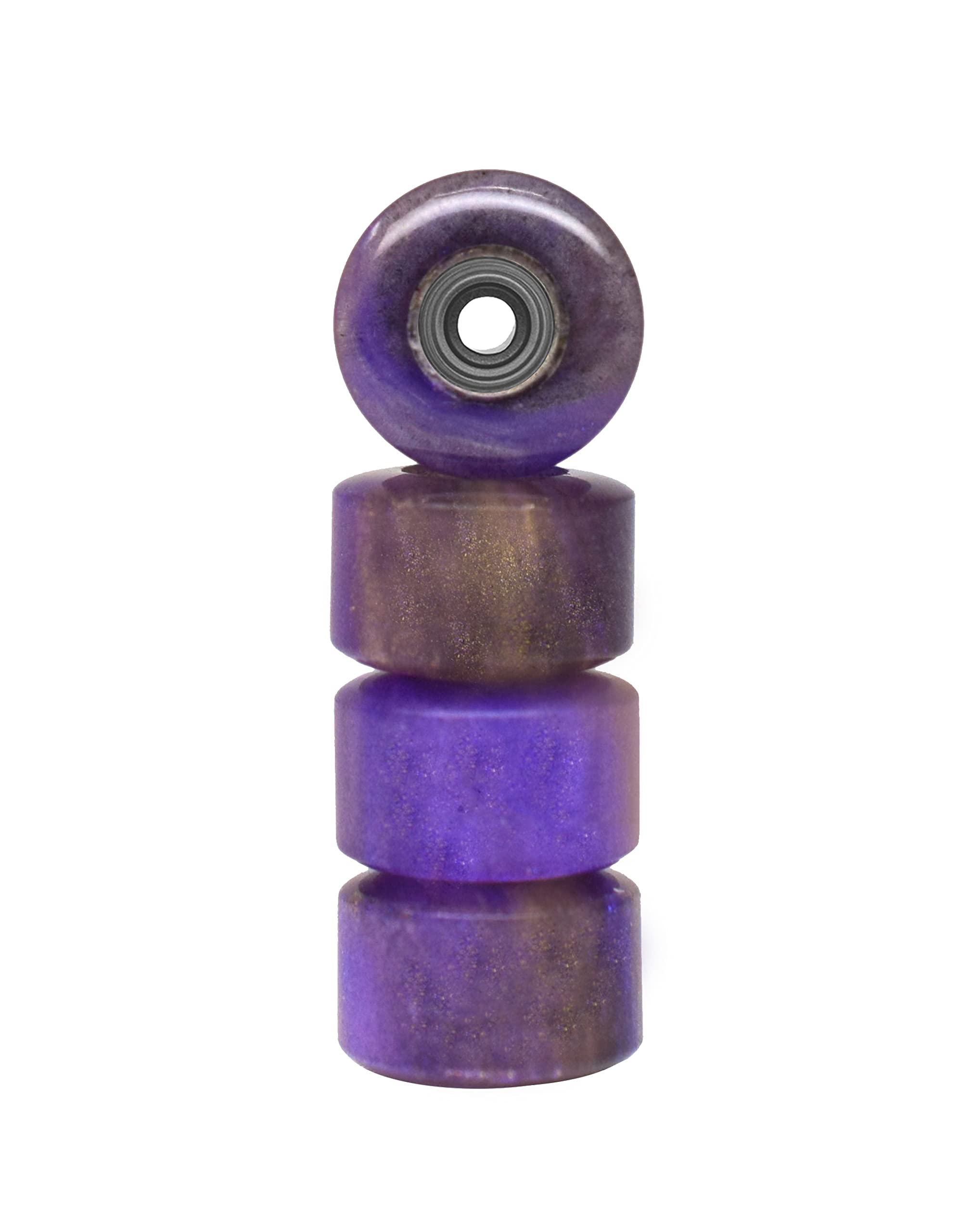 Teak Tuning Apex 77D Urethane Fingerboard Wheels, New Street Shape, 7.7mm Diameter, ABEC-9 Stealth Bearings - Geode Series - Made in the USA - "Grape Agate Swirl" Colorway