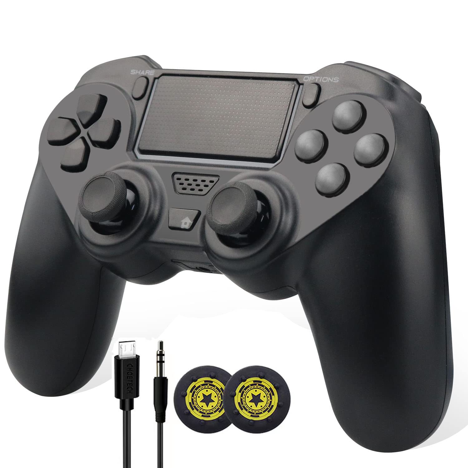 YsoKK Wireless Controller Compatible with PS4/Slim/Pro with Dual Vibration/6-Axis Motion Sensor/Audio Function(Black)
