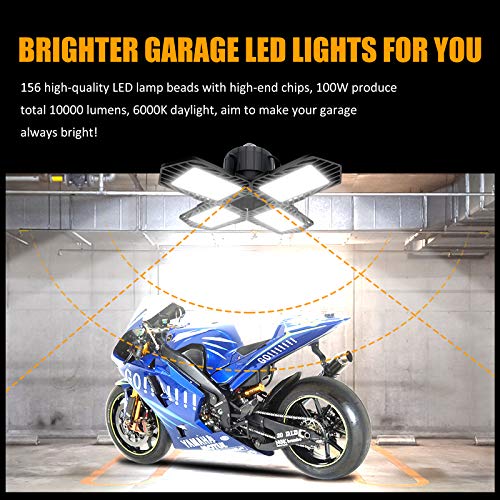 PIMDIR LED Garage Light 2PACK, 100 Watts 10000 Lumen Daylight Garage Lighting, E26 E27 Shop Light for Workshop, Garage and Basement Visit The Store