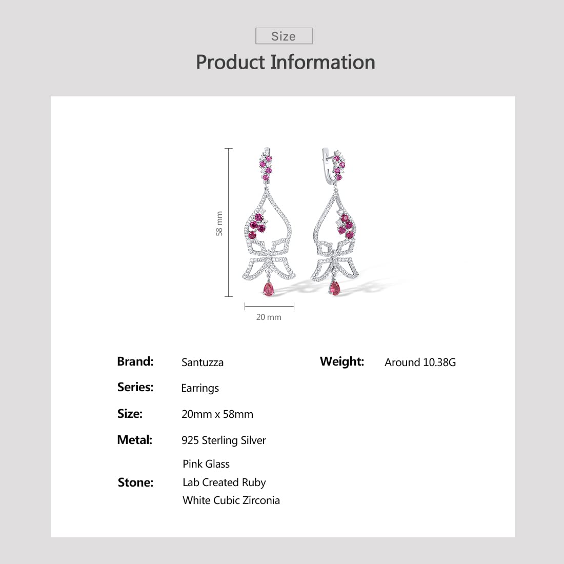 Santuzza 925 Sterling Silver Golden Handstand Rose Drop Earrings Cubic Zirconia Yellow Plated Stud Earrings for Women