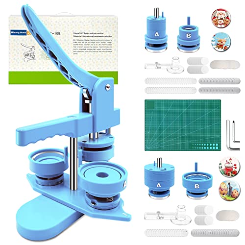Mimeng Uomo Button Maker Machine Multiple Sizes 1+2.25inch DIY Pin Maker for Kids, Easy to Use Out of Box and Come with 200 Sets Button Making Supplies and 2 Sizes Circle Cutter