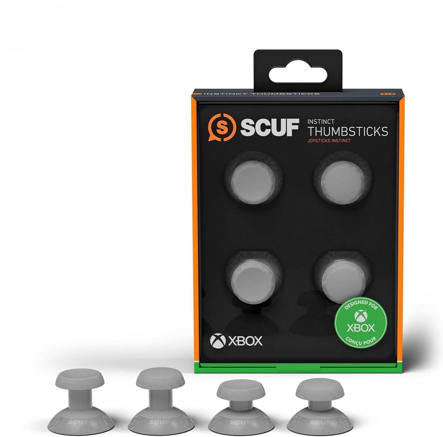 SCUF Instinct Interchangeable Thumbsticks 4 Pack, Replacement Joysticks only for SCUF Instinct Pro Performance Xbox Series X|S Controller - Light Gray