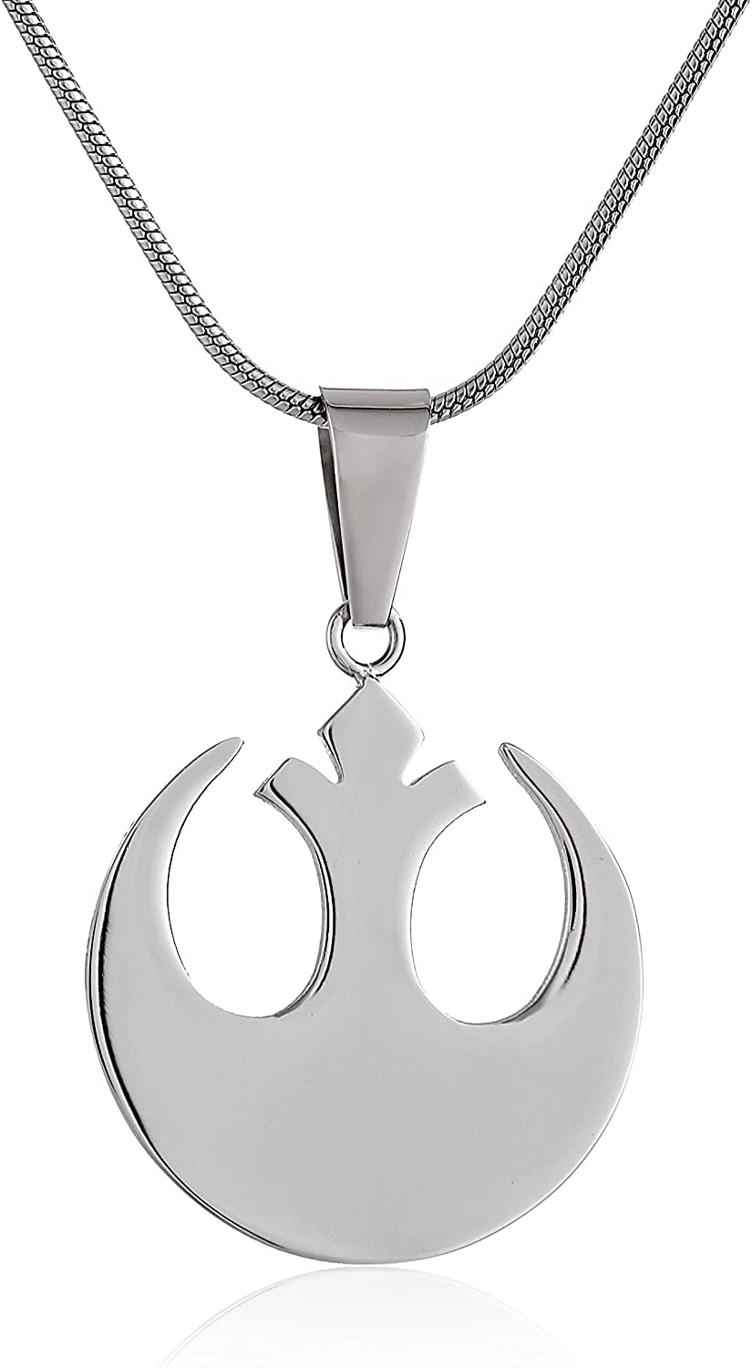 Rebel Alliance Symbol - Star War Pendant Necklace For Women & Men - Snake Chain Unisex 925 Silver And Gold Plated Trendy Fashion Jewelry for Fans- Galactic Accessory