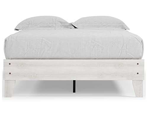 Signature Design by Ashley Shawburn Modern Farmhouse Platform Bed, Queen, Whitewash