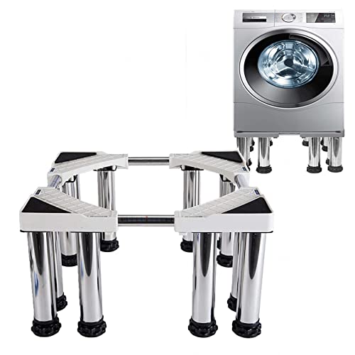 MBETA Risers for Washer and Dryer, 12 Strong Legs High 20 Cm,Push Button Locking Adjustment Refrigerator Stand, for Washing Machines,Dryers,Refrigerators (3-5 Days Delivery)