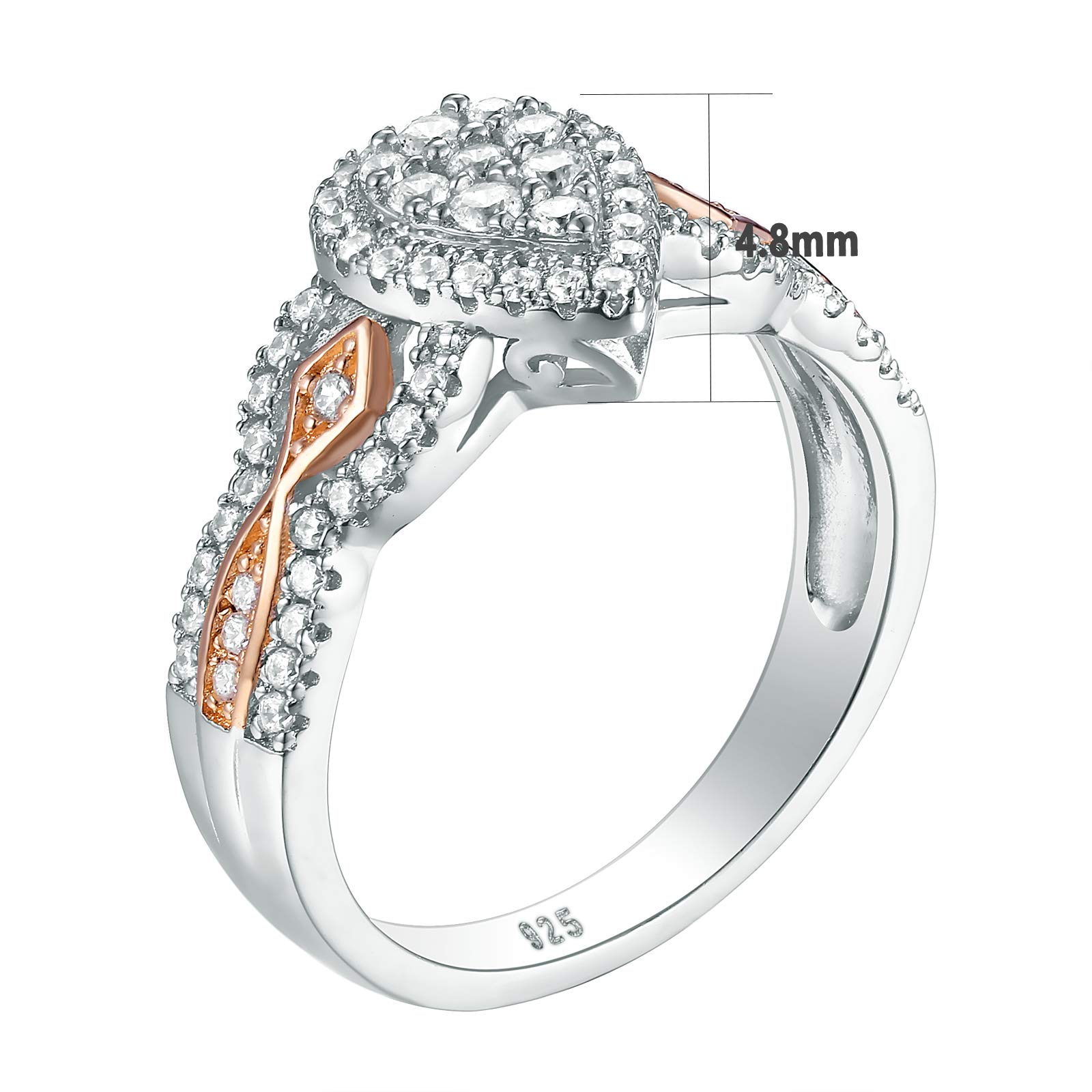 Newshe Pear Bridal Engagement Wedding Ring Set for Women Rose Gold White AAAAA Cz 925 Sterling Silver Size 7