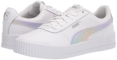 Puma Women's Carina Sneaker, L Prismatic White-Silver, 8