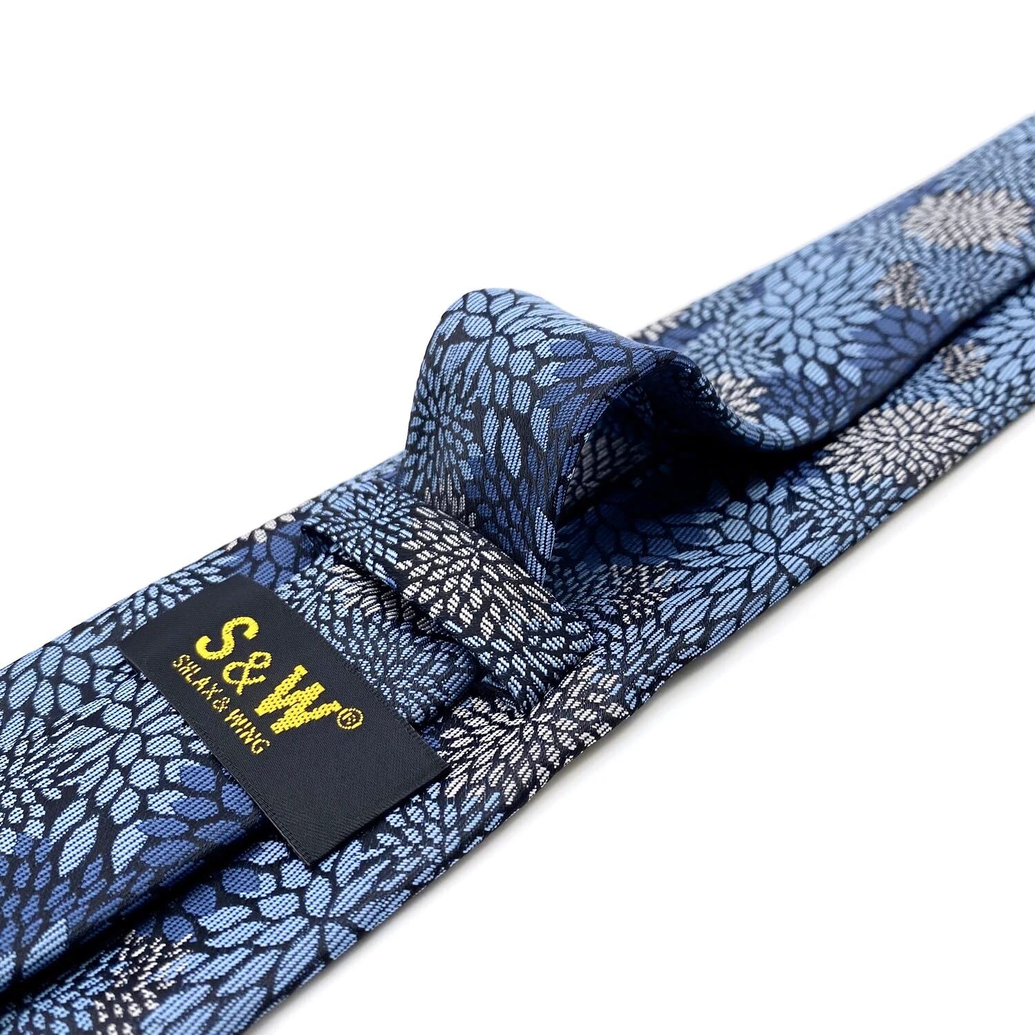 S&W SHLAX&WING Mens Ties Azure Blue Navy Steel Matching Cufflinks Only