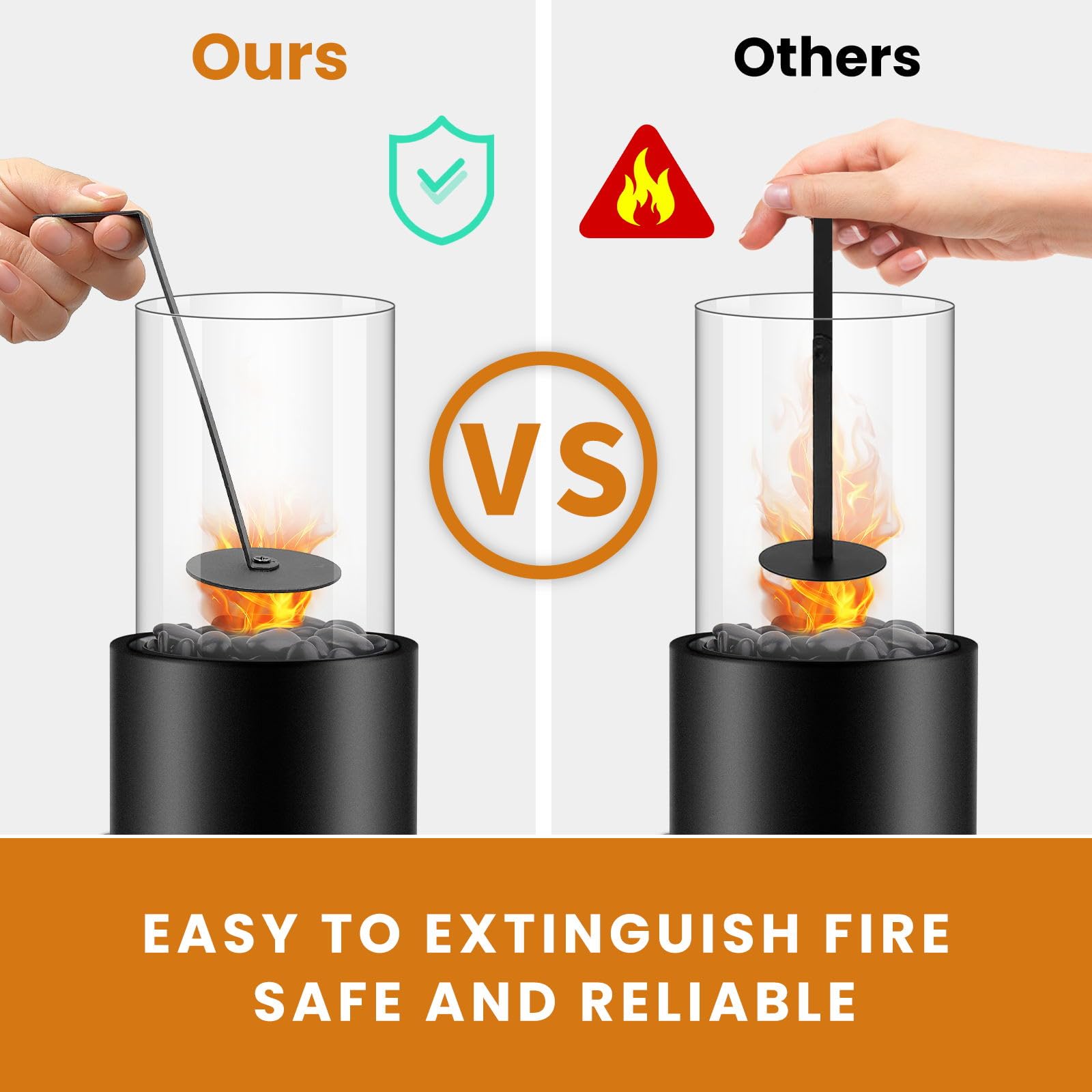 OUBRTS Mini Tabletop Fire Pit,Indoor&Outdoor Fire Pit Tabletop, Personal Tabletop Fireplace, Portable Table top fire Pit Bowl Use Ethanol as Fuel