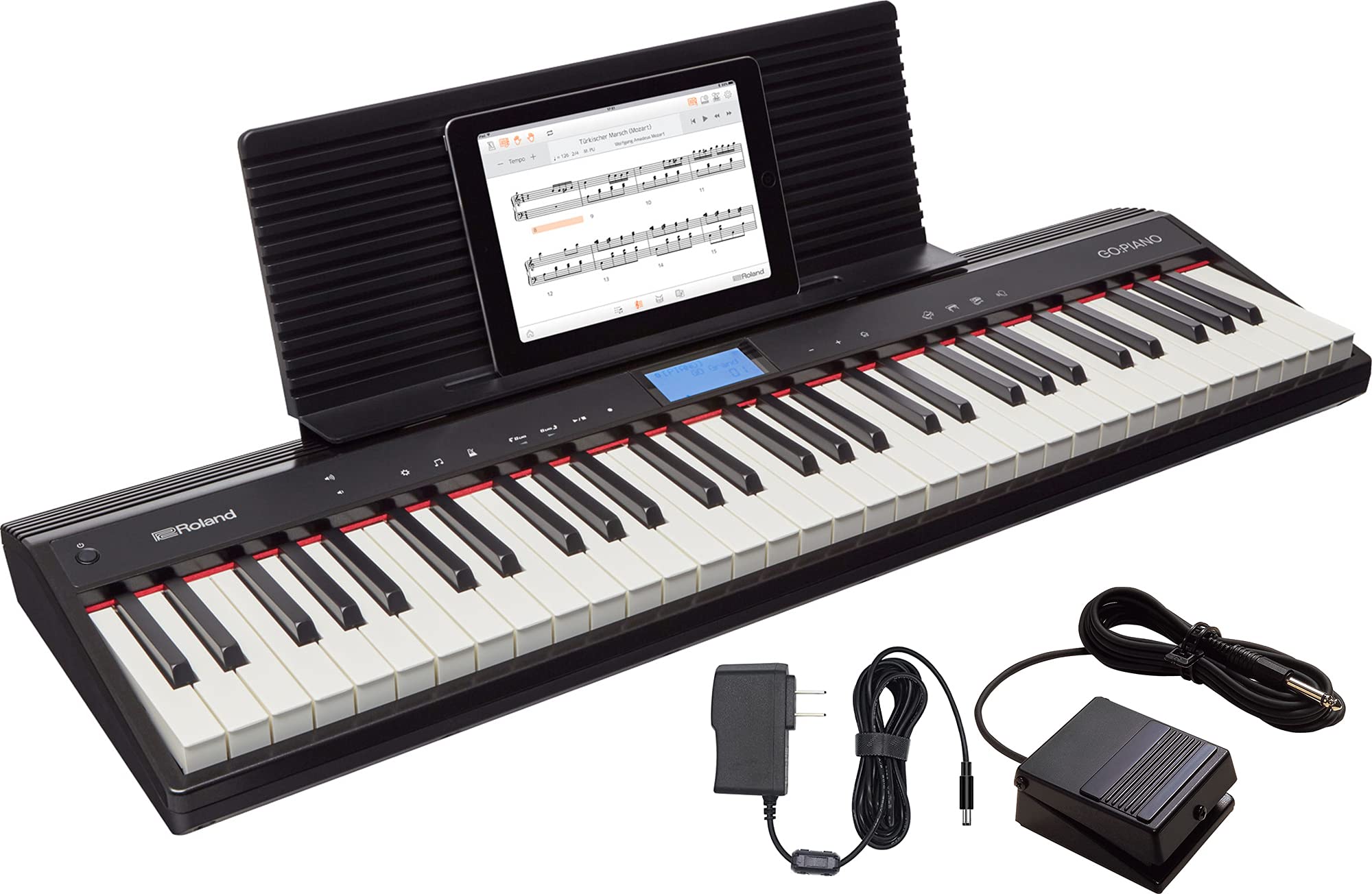 Roland GO:PIANO 61-Key Digital Piano Bundle with Roland DP-2 Pedal, Power Supply, Adjustable Stand, Bench, Instructional Book, Online Piano Lessons, and Austin Bazaar Instructional DVD
