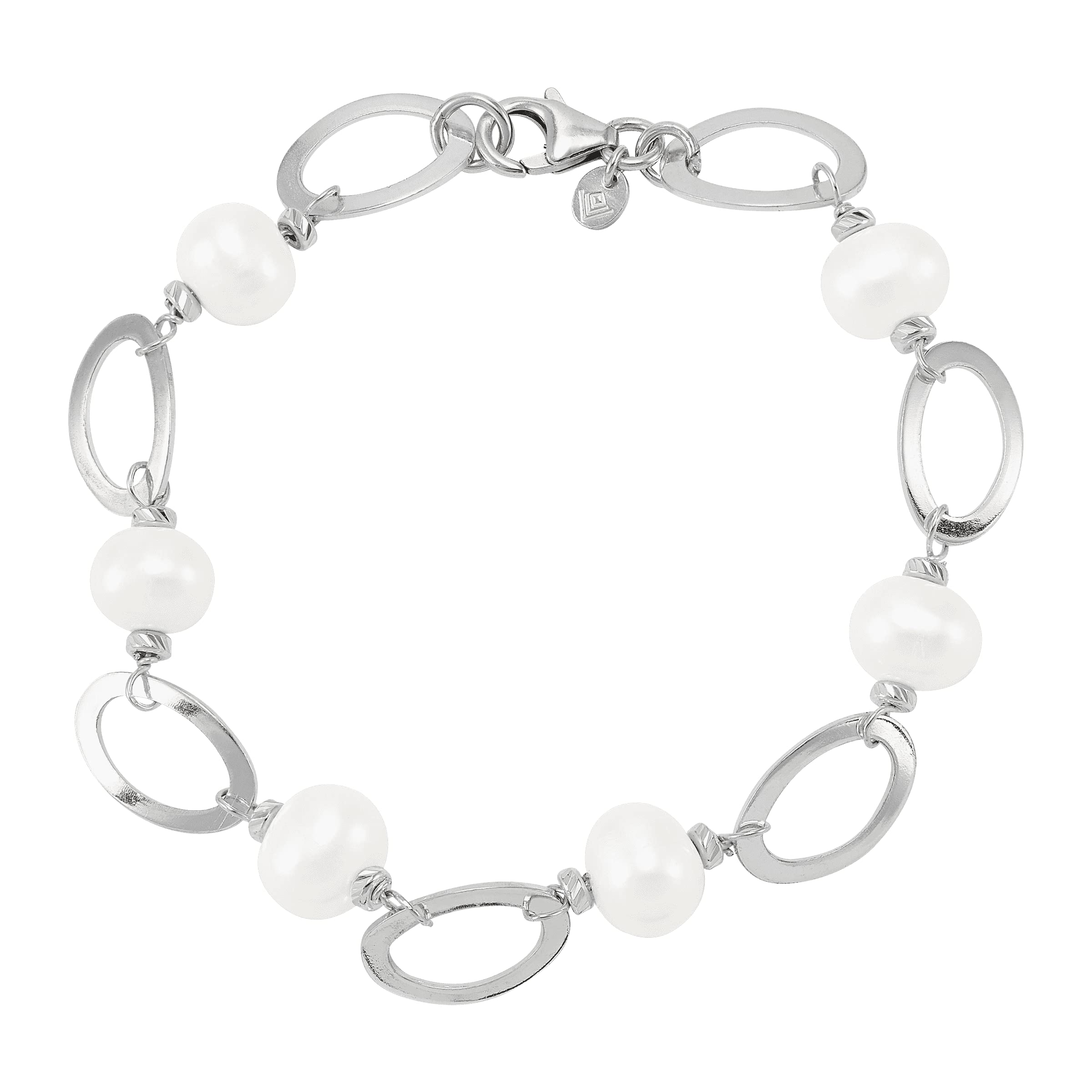 Silpada 'Say It with Cultured Pearls' 8mm Freshwater Cultured Pearl Link Bracelet in Sterling Silver, 7.5"