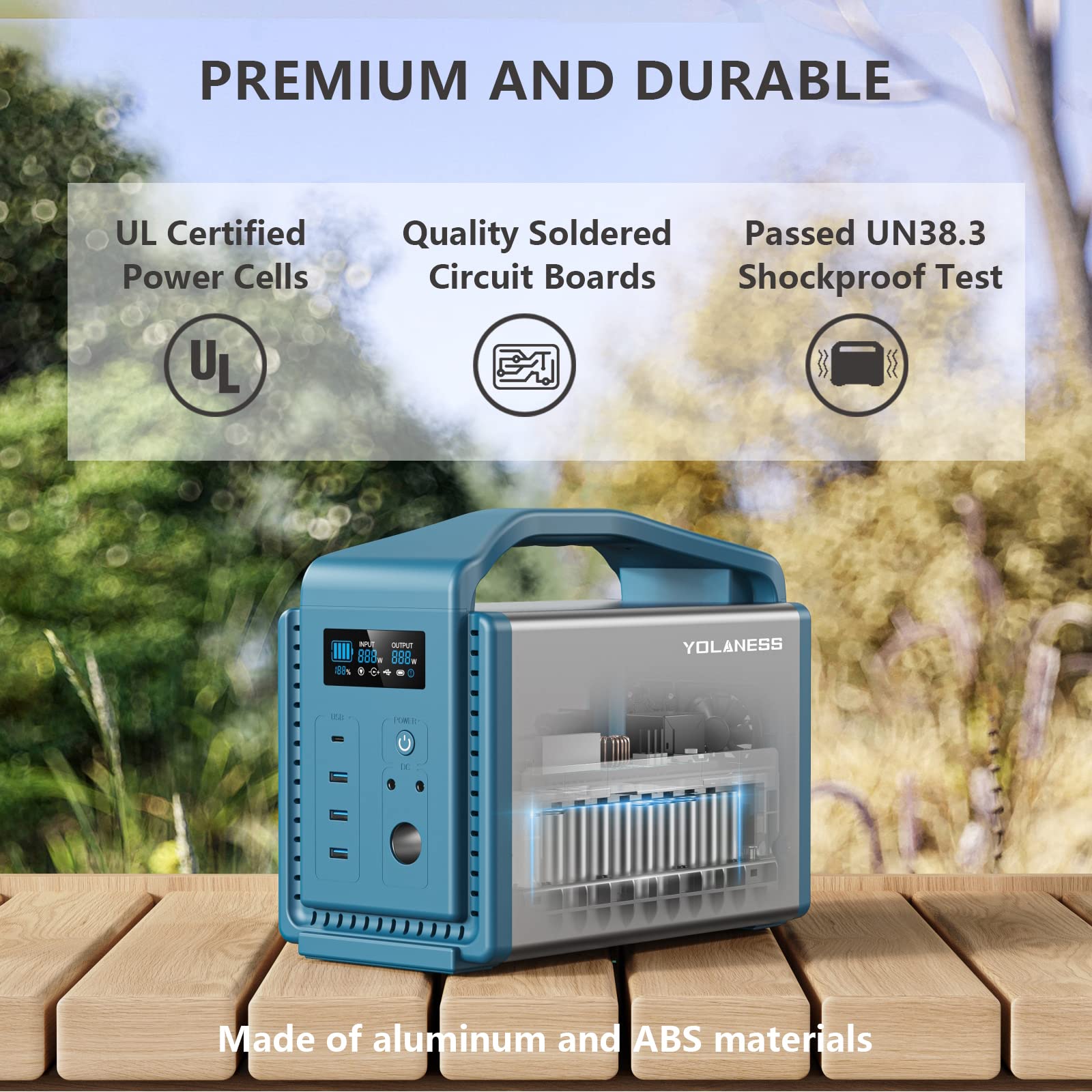 Portable Power Station with 100W Solar Panel Included, YOLANESS 500W Solar Generator with 560Wh Lithium Battery for Outdoor Camping