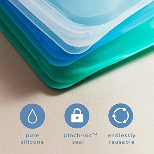 Stasher Silicone Reusable Storage Bag, 2-Pack Lunch/Travel (Blueberry) | Food Meal Prep Storage Container | Lunch, Travel, Makeup, Gym Bag | Freezer, Oven, Microwave, Dishwasher Safe, Leakproof
