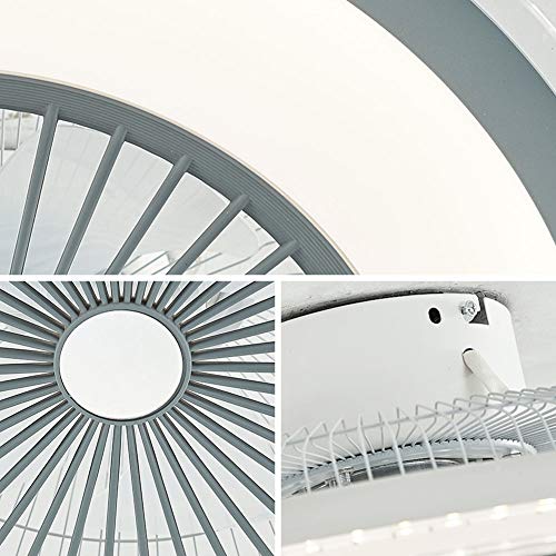 OUKANING Enclosed Ceiling Fan with Lighting,Semi Flush Mount Bladeless LED Fan, Dimmable with Remote Control, Adjustable Wind Speed, Modern Bedroom (Gray)