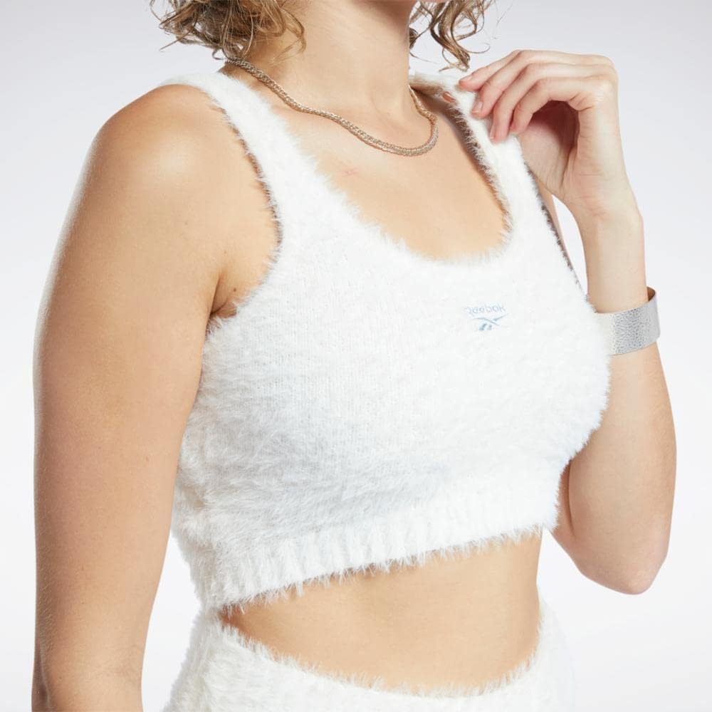 Reebok Women's Standard Crop Tank, Black/White/Small Logo, X-Large